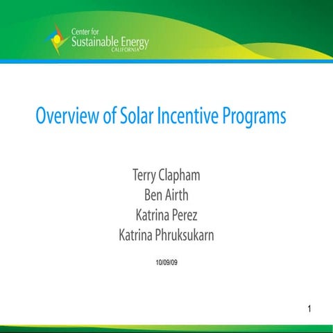 Overview of Solar Incentive Programs | PPT