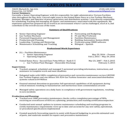 Carlos Navas Resume | PDF