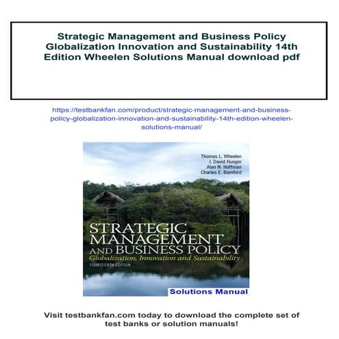 Strategic Management and Business Policy Globalization Innovation and Sustainability 14th ...