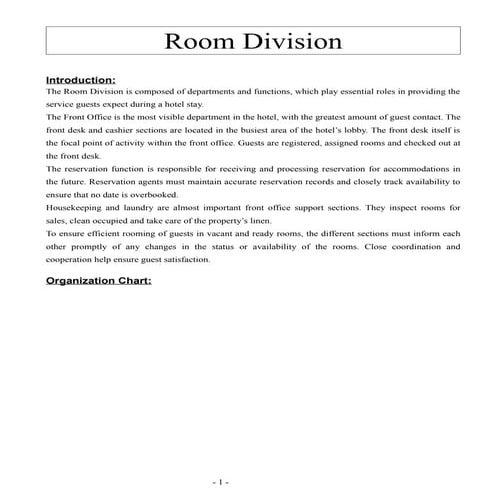 Front Office Organizational Structure | PPTX