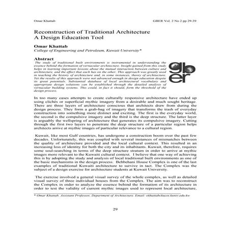 Kuwait - 2004 omar khattab reconstruction of traditional architecture | PDF