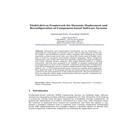 Model-driven Framework for Dynamic Deployment and Reconfiguration of Component-based Software ...