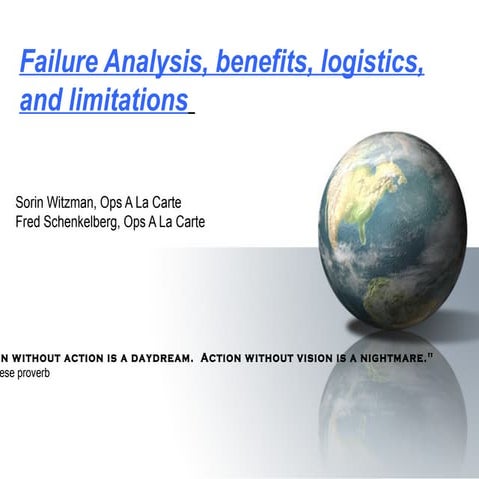 Failure Analysis, benefits, logistics and limitations | PPT | Science