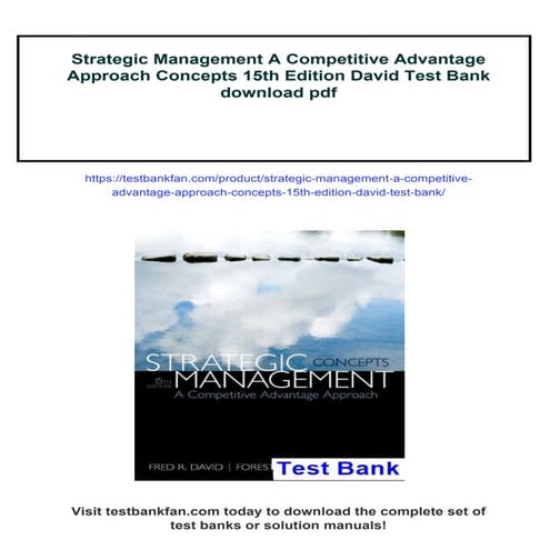 Strategic Management A Competitive Advantage Approach Concepts 15th ...