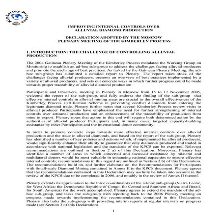 2005 Administrative Decision Moscow Declaration on Aluvial Diamond ...