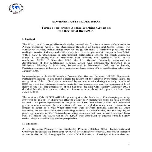 2005 administrative decision TOR ad hoc working group on the review of ...