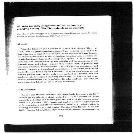Cees Klaassen, Frederik Smit, Geert Driessen & X. de Vroom(2005) ed Martinez Minority parents ...