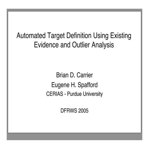 Automated Target Definition Using Existing Evidence and Outlier Analysis | PDF | Databases ...