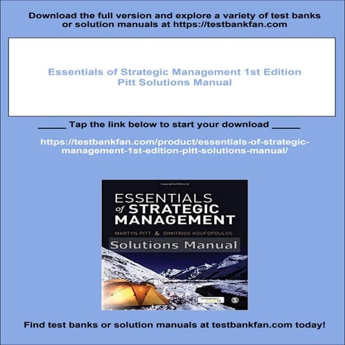 Essentials of Strategic Management 1st Edition Pitt Solutions Manual | PDF