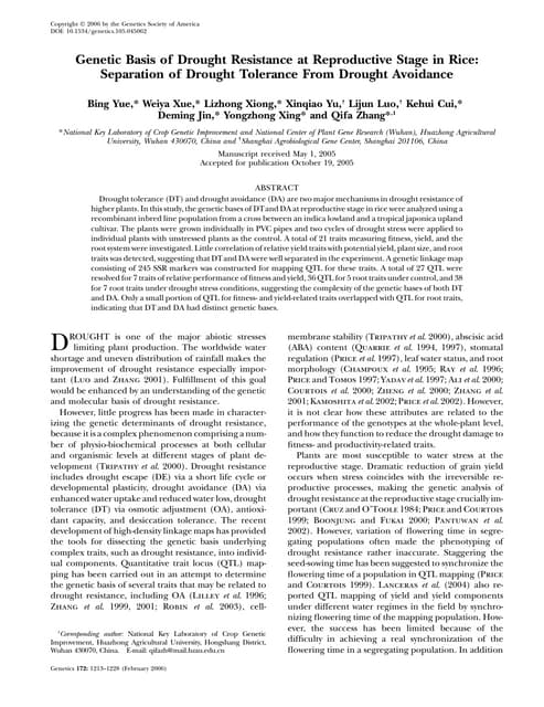 Drought tolerance in crops | PPTX