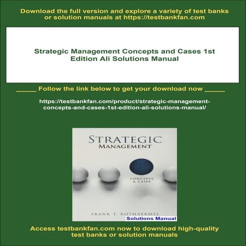 Strategic Management Concepts and Cases 1st Edition Ali Solutions ...