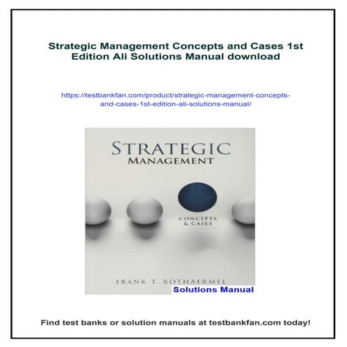 Strategic Management Concepts and Cases 1st Edition Ali Solutions ...
