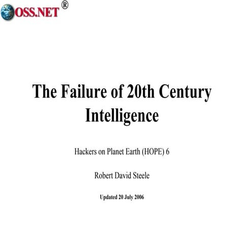 2006 failure of 20th century intelligence | PPT