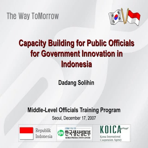 Capacity Building for Public Officials for Government Innovation in ...