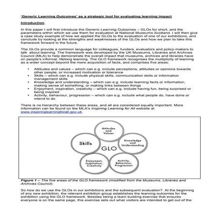 'Generic Learning Outcomes' as a strategic tool for evaluating learning ...