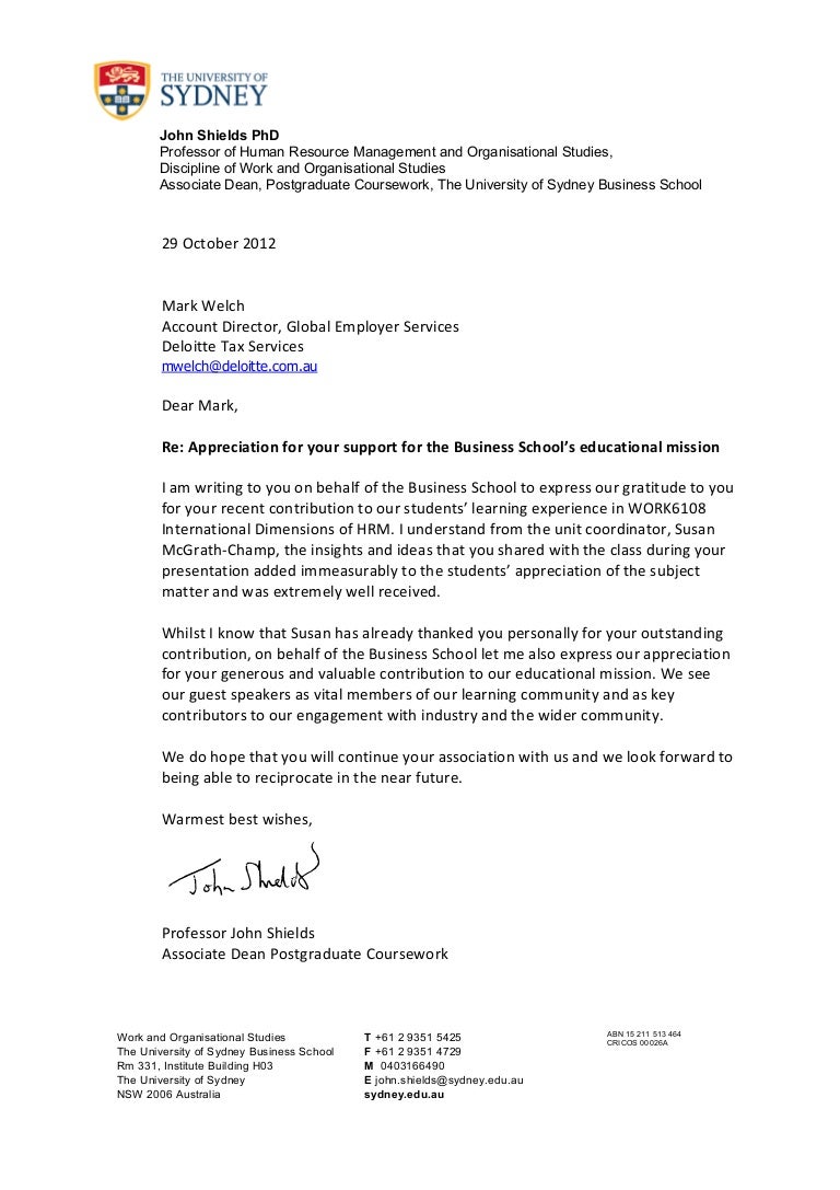 Sydney Uni Letter Sydney Uni Letter
