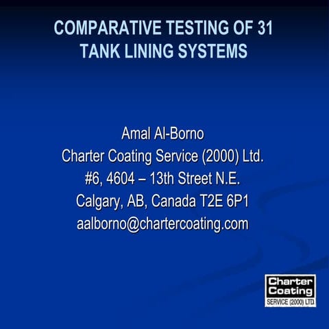 Comparative Testing of 31 Tank Lining Systems | PDF | Chemistry | Science