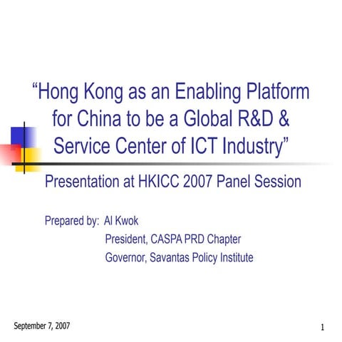 Ecosystem Building for Hong Kong's IT Industry | PPT
