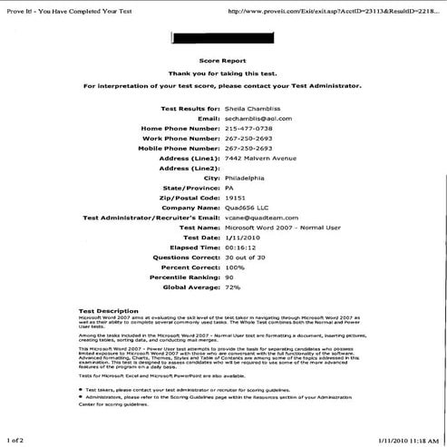 2007 Microsoft Word Test Score | PDF | Educational Assessment | Education