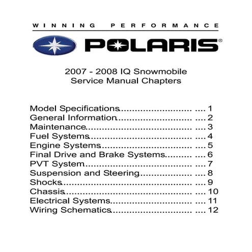 2007 polaris 600 ho switchback snowmobile service repair manual | PDF
