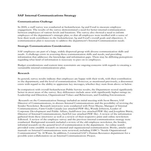 2007 SAF Internal Communications Strategy | PDF