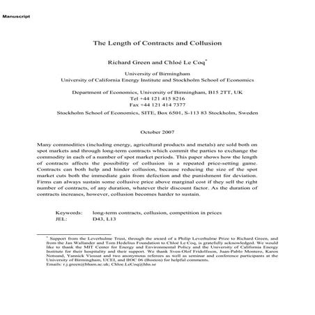 The Length of Contracts and Collusion | PDF
