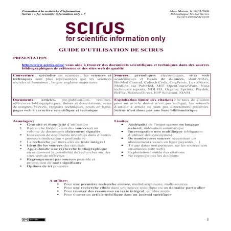 Guide d'utilisation de scirus | PDF
