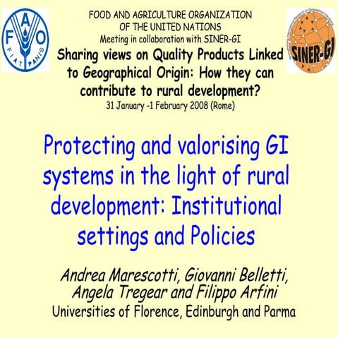 Protecting and valorising GI systems in the light of rural development ...