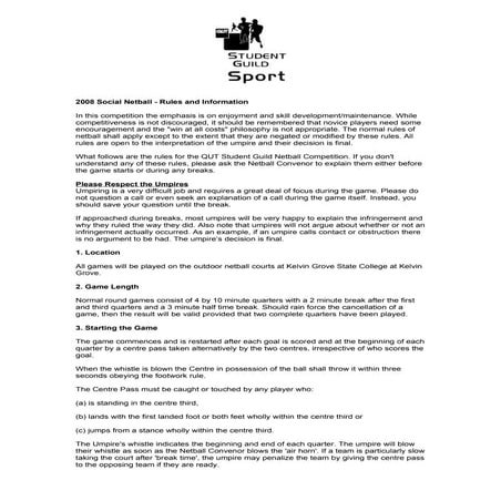 Netball Rules | DOC