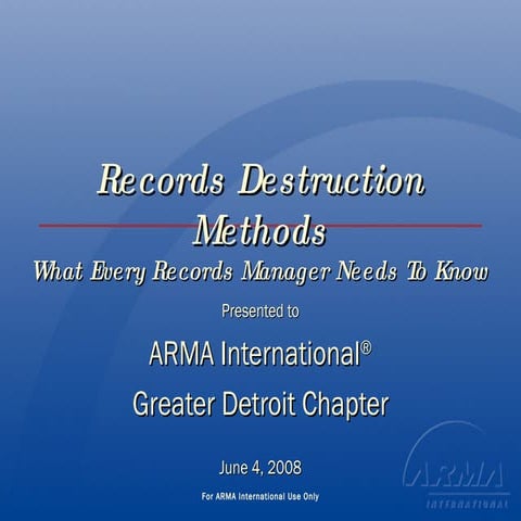 2008.06.04.Records Destruction Methods | PPT