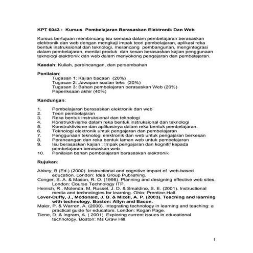 Penilaian bagi pembangunan bahan multimedia berasaskan laman web dalam pendidikan | PDF