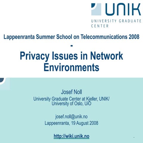 Privacy issues in network environments | PPT