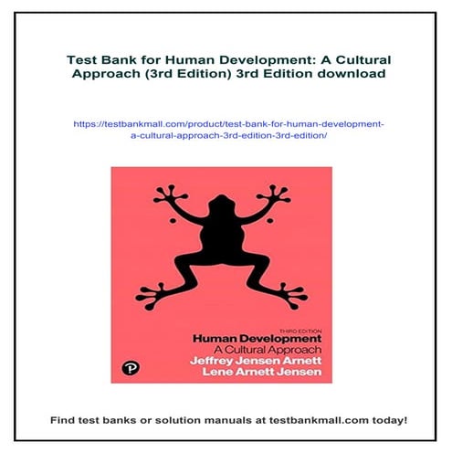 Test Bank for Human Development: A Cultural Approach (3rd Edition) 3rd ...
