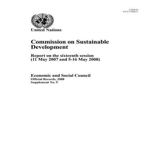 2008 16th Report - Commission on Sustainable Development (CSD) | PDF ...