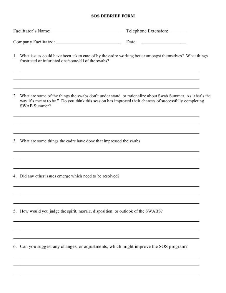 2008 Debrief Form 2008 Debrief Form