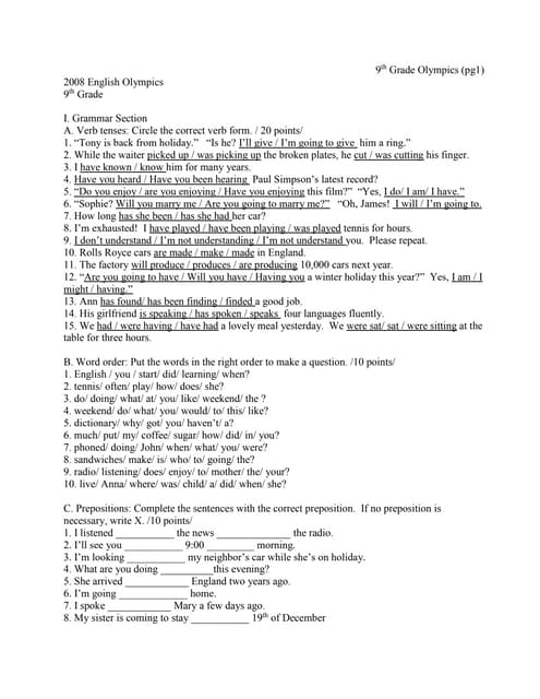 English Olympics Test 2008, 5th Grade ANSWER KEY.doc