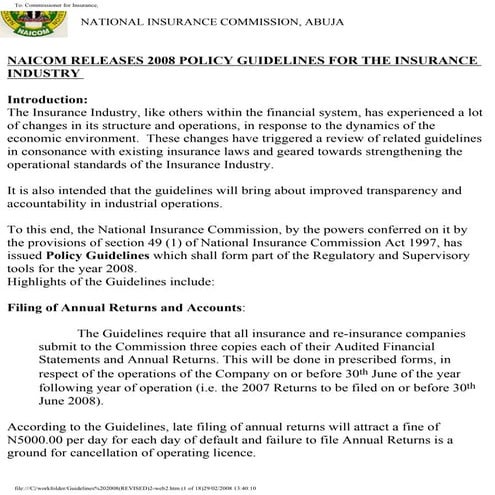 2008insuranceguidelines | PDF