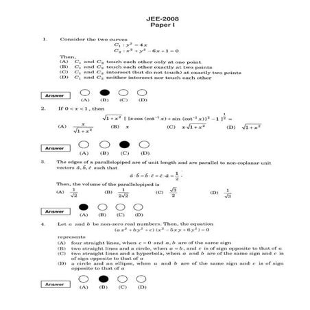 IIT-JEE Advanced 2008 Question Paper 1 | PDF