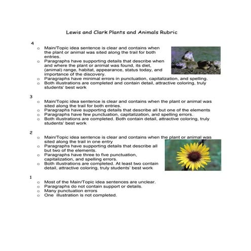 2011 plant and animal rubric | PDF