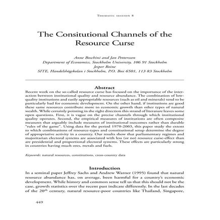 The Constitutional Channels of the Resource Curse | PDF