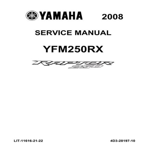 2008 yamaha yfm250 rxl raptor atv service repair manual | PDF