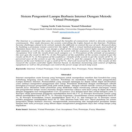Sistem Pengontrol Lampu Berbasis Internet Dengan Metode Virtual Prototype | PDF