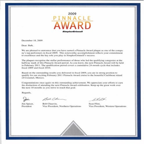 2009 - Award - SimplexGrinnell | PDF