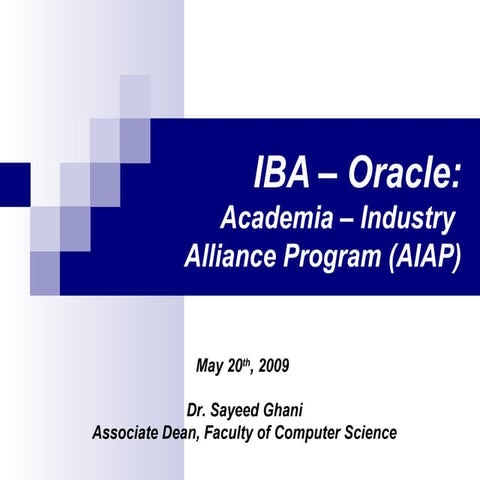 IBA-Oracle Academia – Industry Alliance Program | PPT