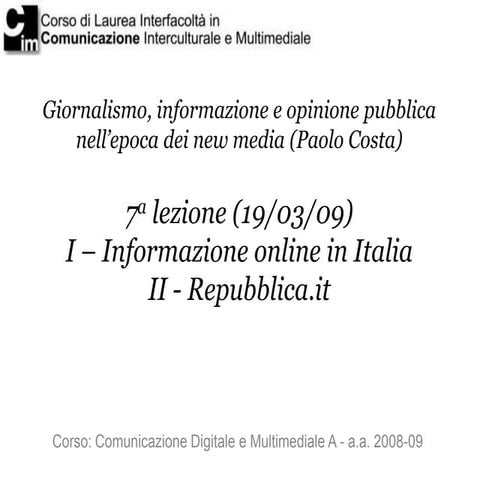 L'informazione online in Italia e il caso Repubblica.it