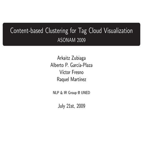 Content-based Clustering for Tag Cloud Visualization | PPT