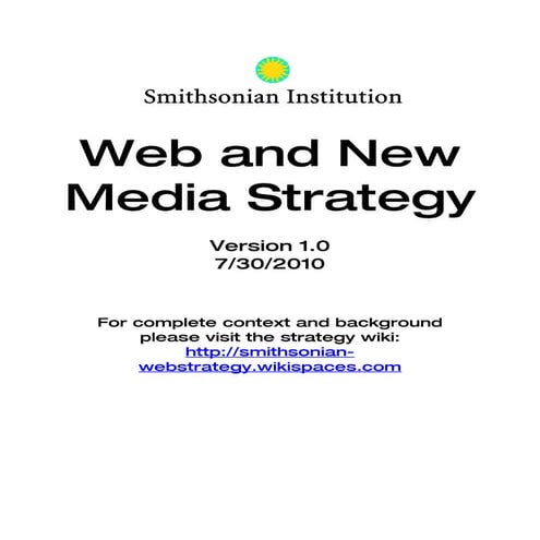 Smithsonian Web and New Media Strategy, v 1.0 7/20/2009 | DOC