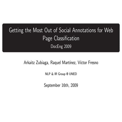 Getting the Most Out of Social Annotations for Web Page Classification | PDF | Web Design and ...