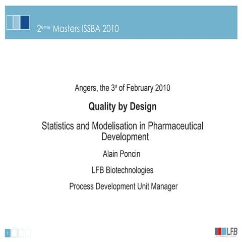 Statistics and modelisation for QbD | PPT
