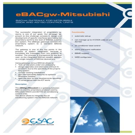 (EN) eBACgw-Mitsubishi: BACnet GATEWAY FOR MITSUBISHI G50A AND AG150 ...